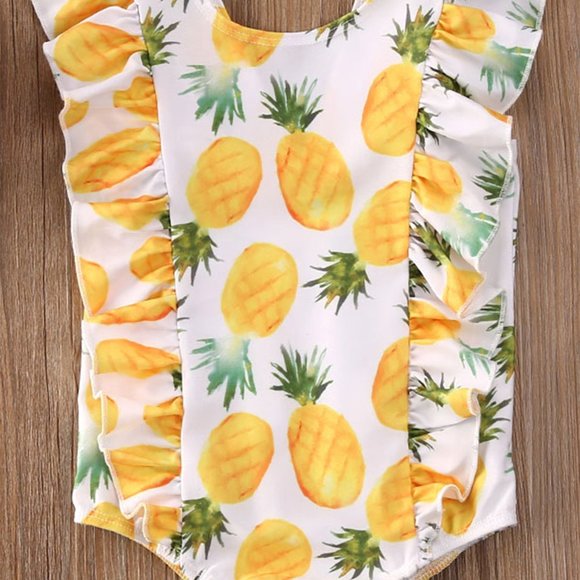 Styles I Love | Swim | Yellow Pineapple White Ruffle Onepiece Little ...